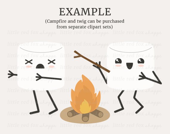 Kawaii Marshmallow Kit Clipart Kawaii Clip Art Expression - Etsy