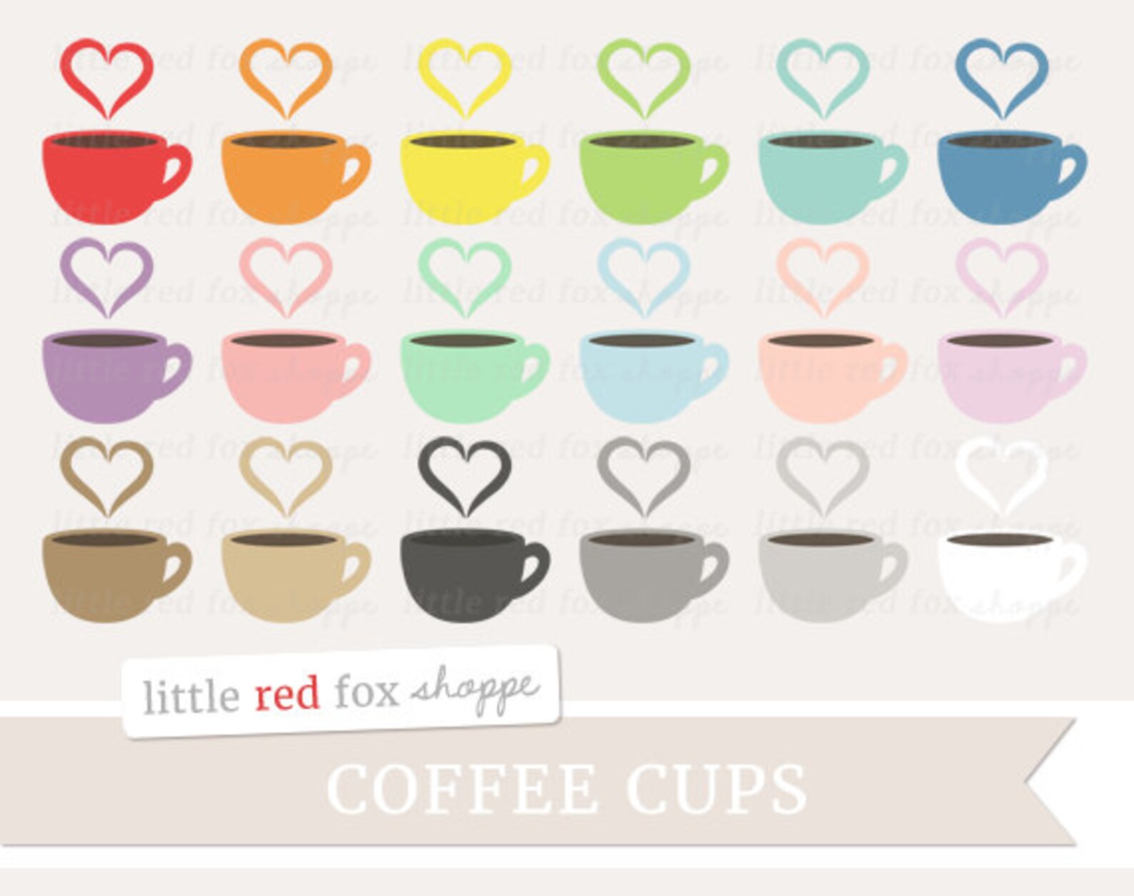 Coffee Heart Clipart Coffee Cup Clip Art Tea Teacup Latte - Etsy