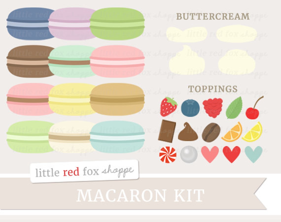 Macaron Kit Clipart French Macaroon Topping Clip Art Sweet - Etsy