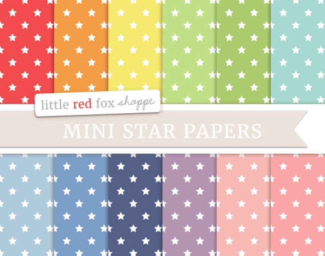 Mini Star Digital Papers, Rainbow Scrapbooking Backgrounds Wallpapers ...