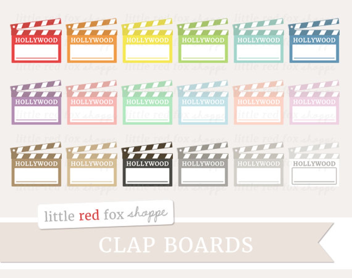 Clap Board Clipart Clapboard Clip Art Film Clipart Theater - Etsy