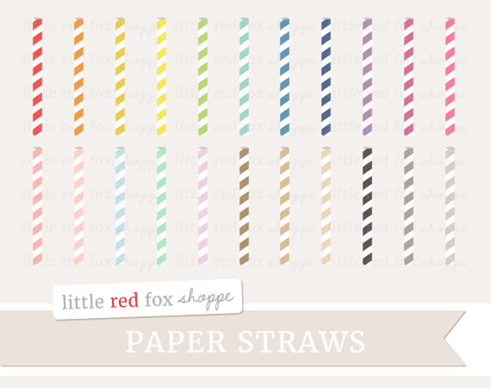 Paper Straw Clipart Drinking Straw Clip Art Party Invitation | Etsy