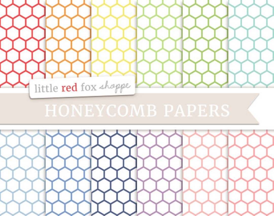 Honeycomb Digital Papers Rainbow Scrapbooking Background - Etsy