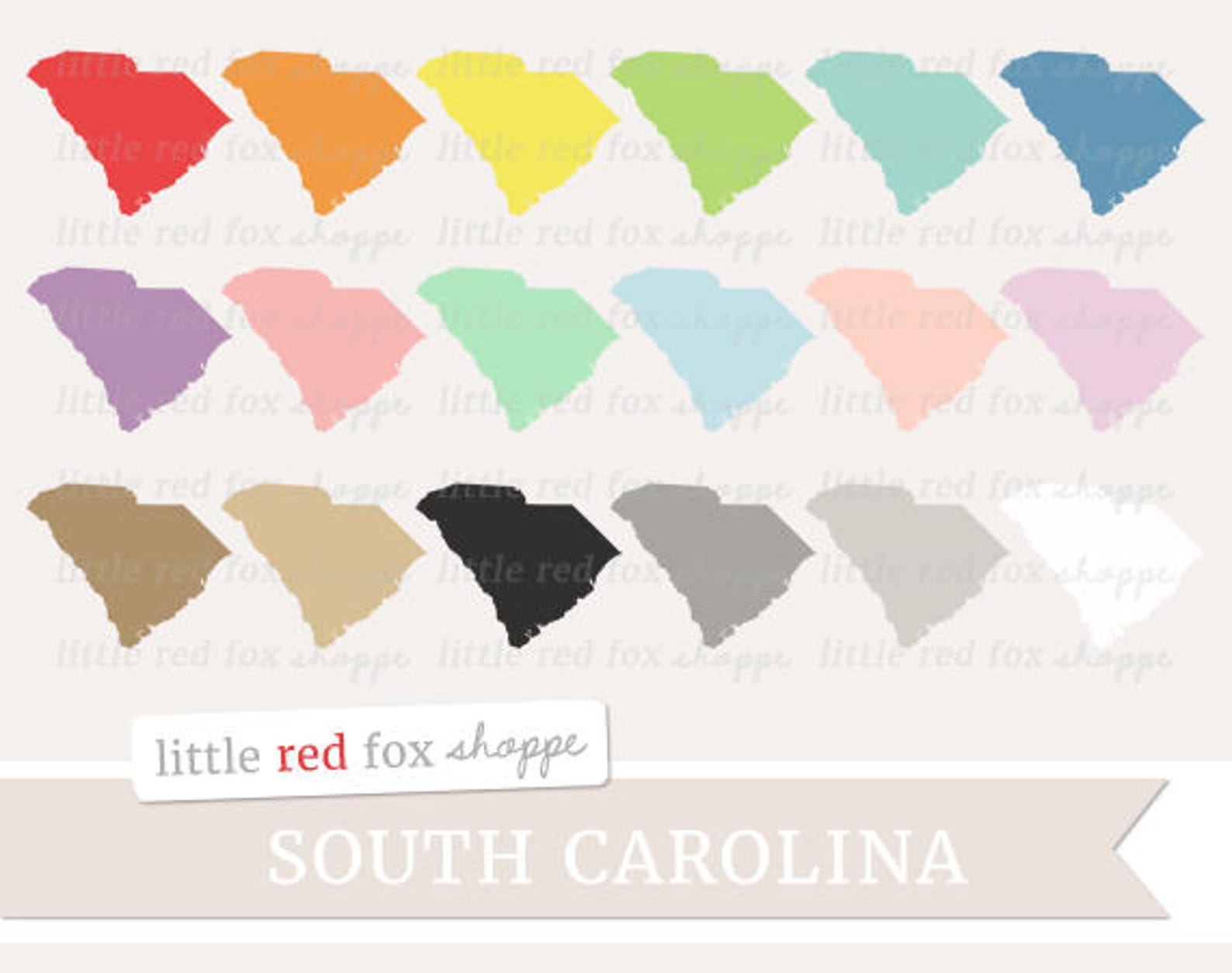 South Carolina Clipart US State Clip Art USA Clipart State | Etsy