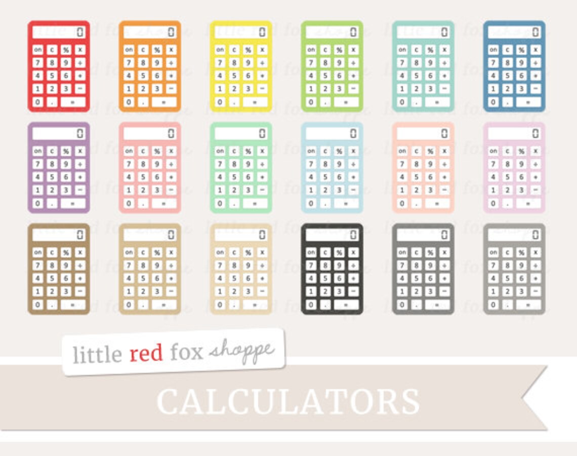 Calculator Clipart Math Clip Art Office Supplies Teacher | Etsy