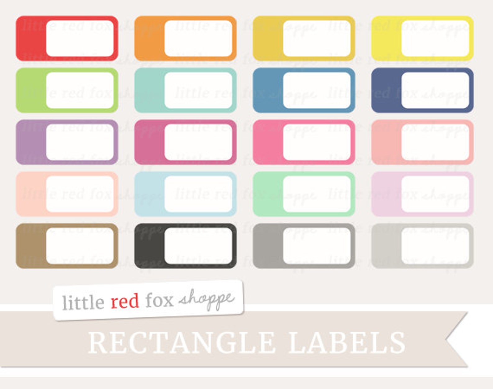 Rounded Rectangle Label Clipart Banner Clip Art Button Frame - Etsy