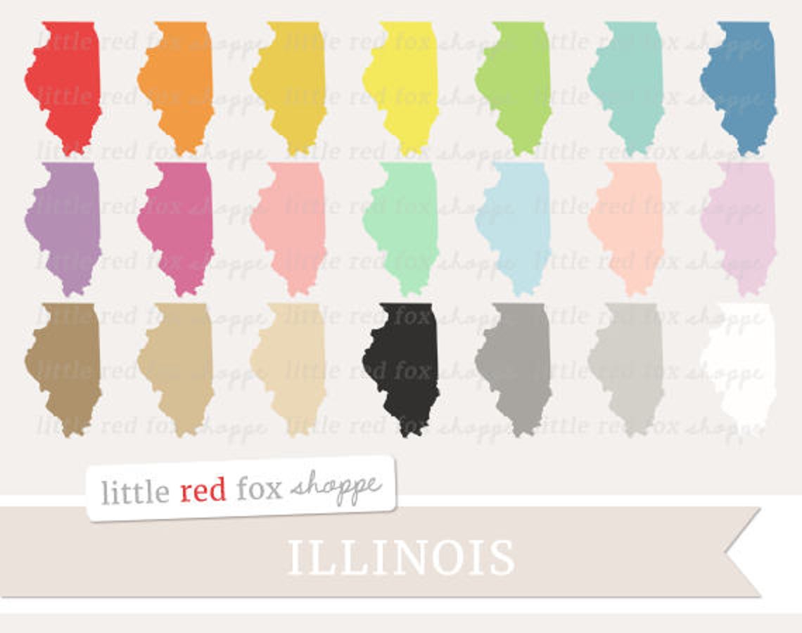 Illinois Clipart US State Clip Art USA Clipart State | Etsy
