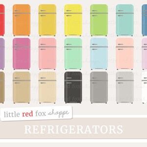 Vintage Refrigerator Clipart, Retro Fridge Clip Art Kitchen Food ...