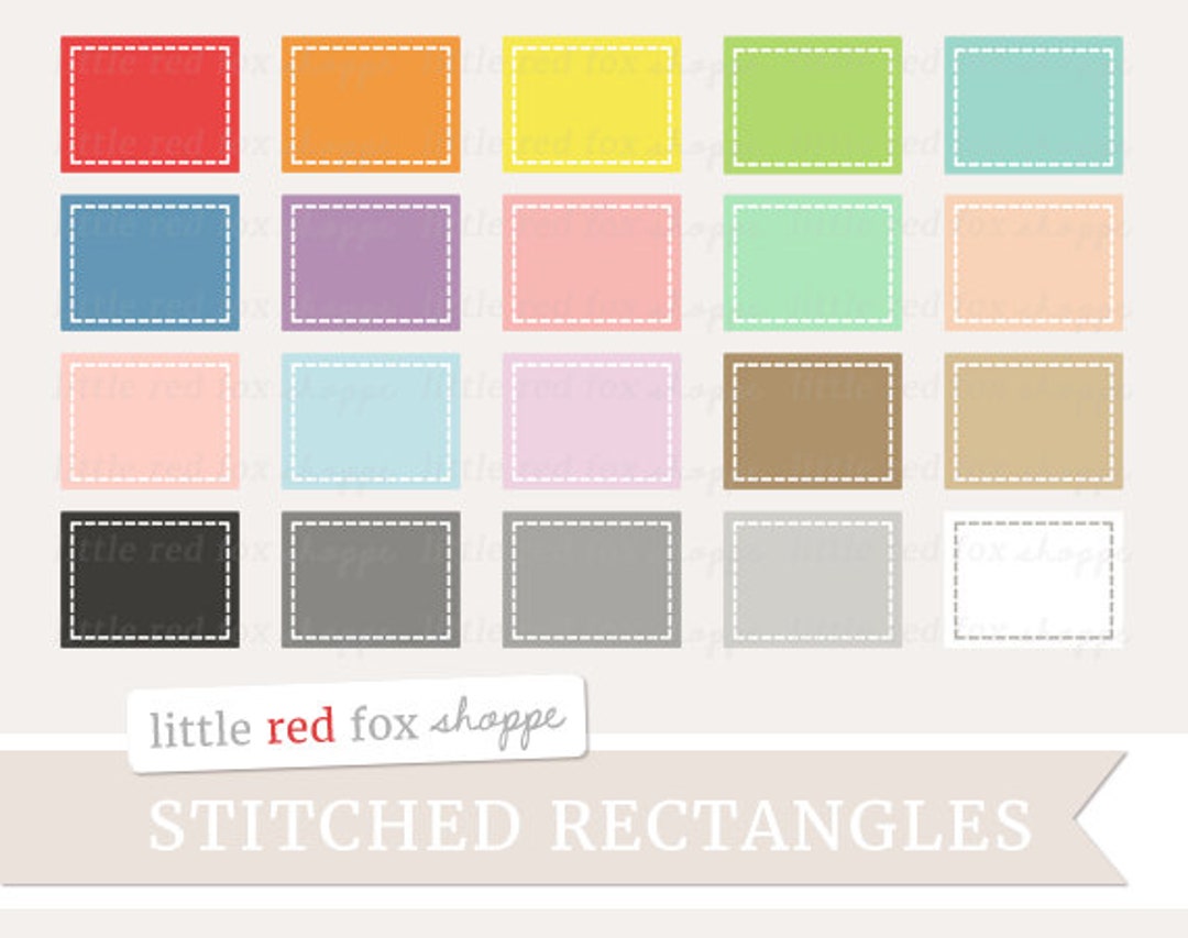 Stitched Rectangle Clipart, Digital Frame Clip Art Cute Label Banner ...