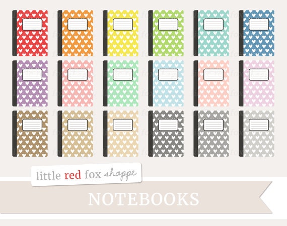 Notebook Clipart Heart Journal Clip Art Composition Office | Etsy