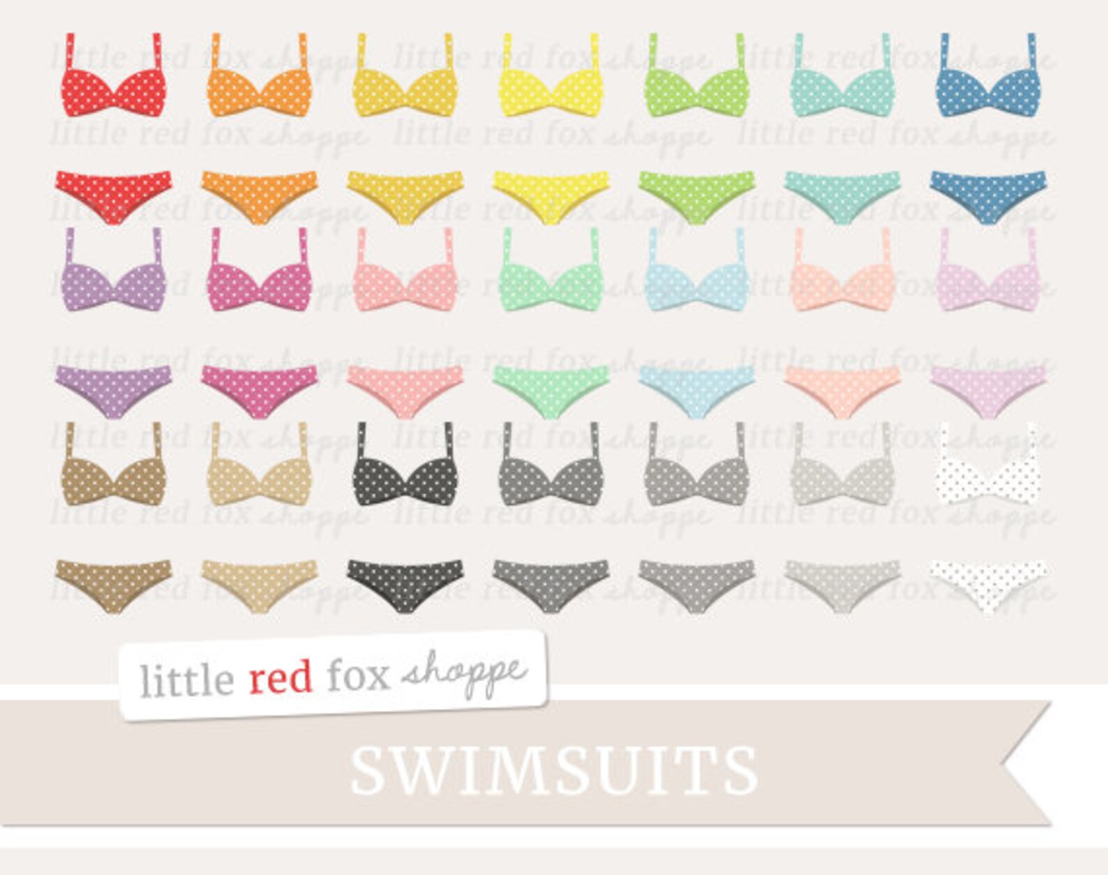 Polka Dot Bikini Clipart Swimsuit Clip Art Swim Suit | Etsy