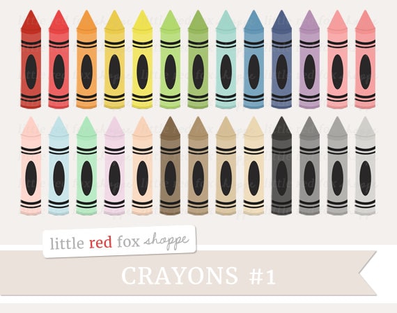 50 Rainbow Crayons Clipart Kids coloring pencil Digital illustrations ...