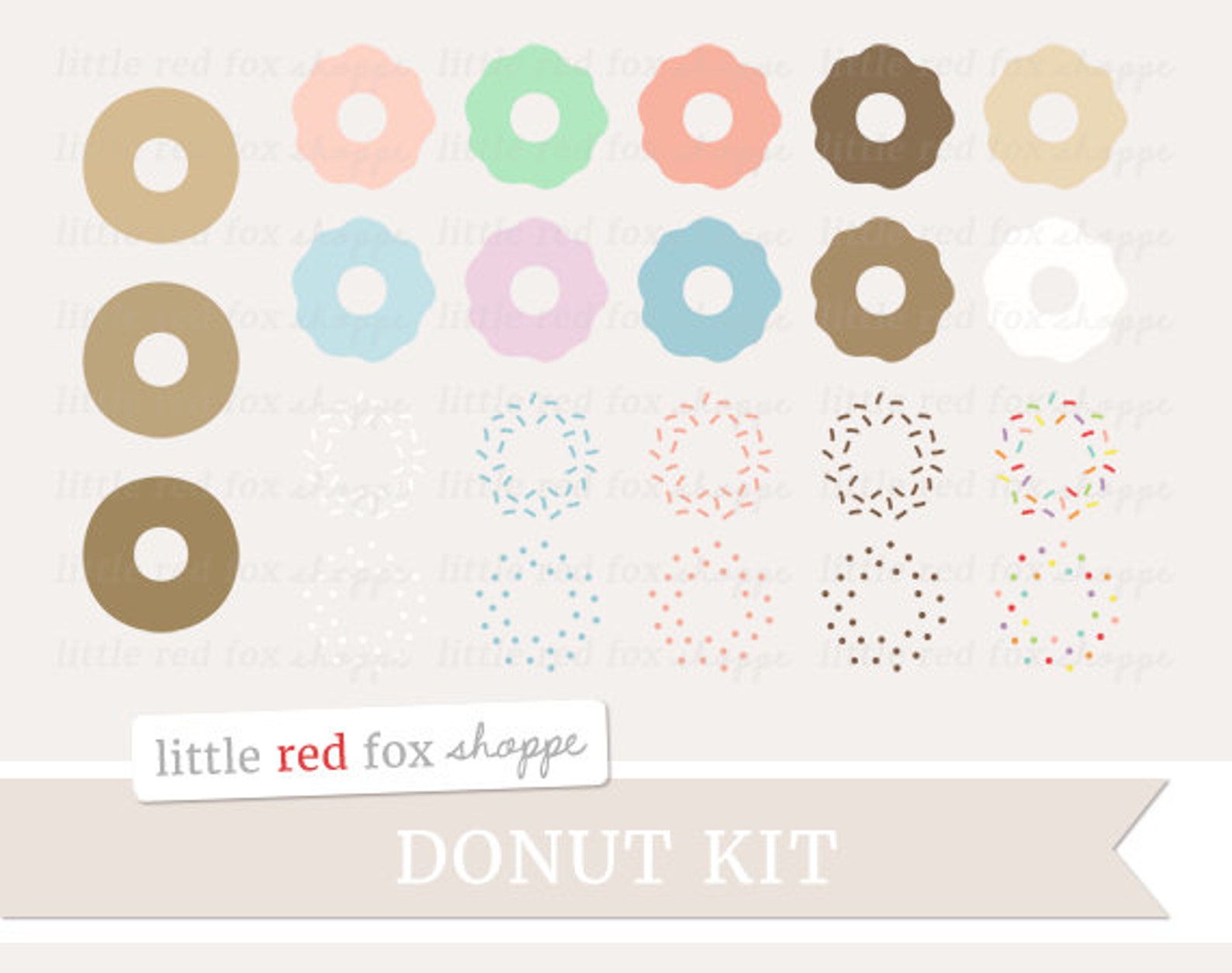 Donut Kit Clipart Doughnut Clip Art Dough Nut Sprinkle Food - Etsy