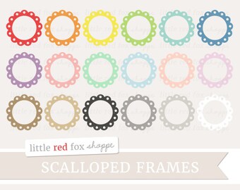 Scalloped Border Circle Frames Dotted Line Clipart Set Vector - Etsy