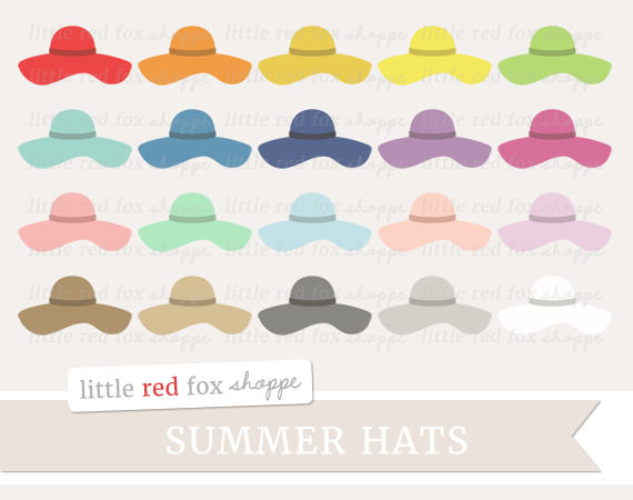 Summer Hat Clipart Summer Clip Art Hat Clipart Clothing | Etsy