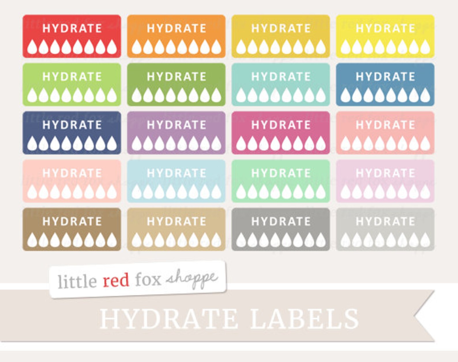 Hydration Clipart Hydrate Labels Clip Art Water Week Planner - Etsy
