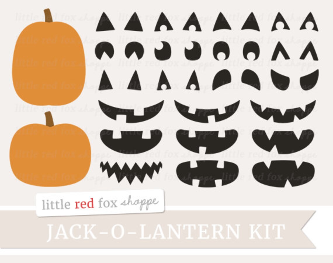 Jack-o-lantern Kit Clipart, Halloween Clip Art Pumpkin Build Your Own ...
