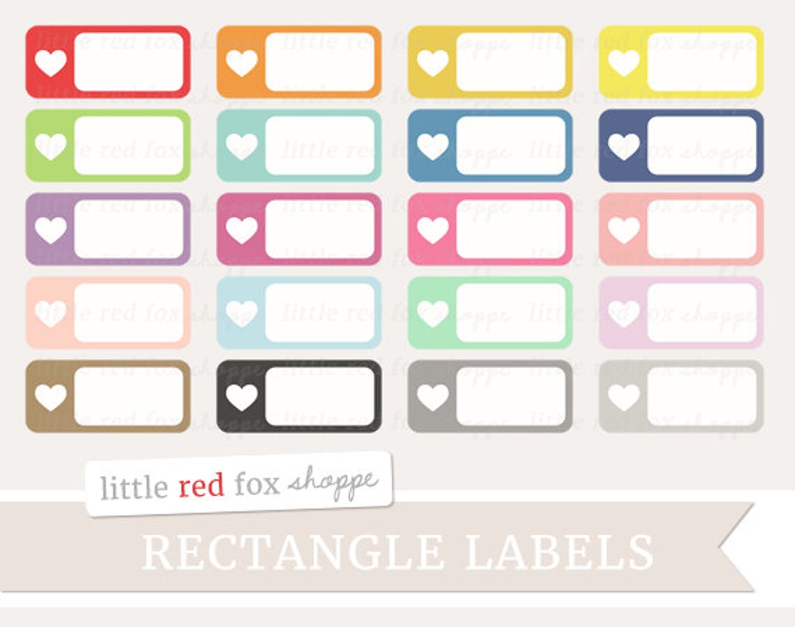 Rounded Rectangle Label Clipart Banner Clip Art Heart Frame - Etsy