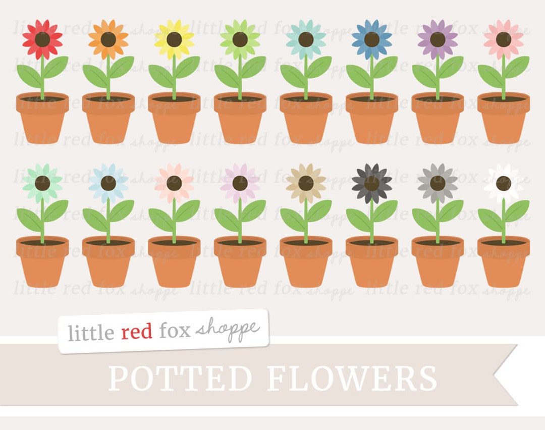 Potted Flower Clipart, Flower Clip Art, Spring Clipart, Garden Clipart ...