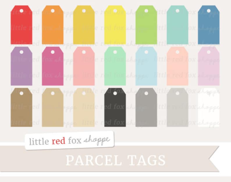 Parcel Tag Clipart Gift Tag Clip Art Kraft Labels Wrapping - Etsy