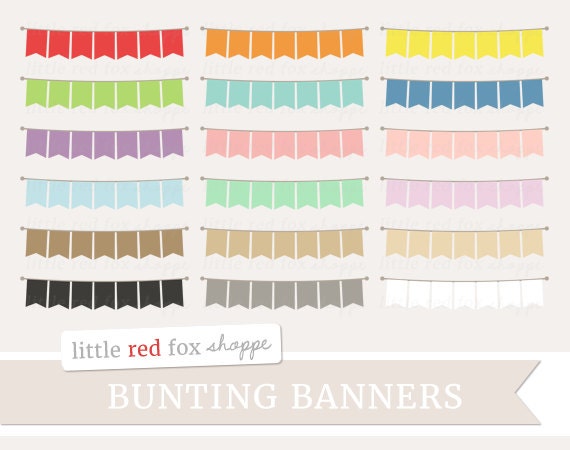 Bunting Banner Clipart Flag Banner Clip Art Pennant Flags - Etsy