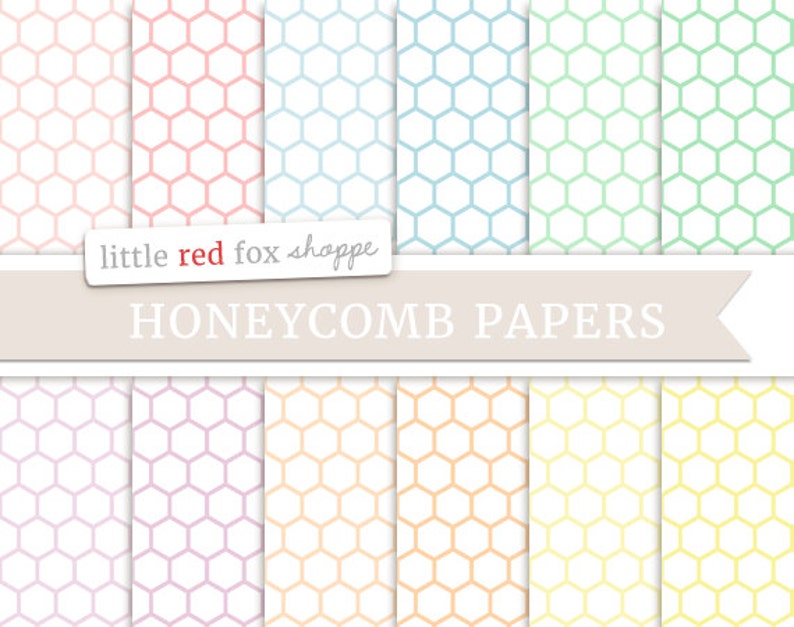 Honeycomb Digital Papers Pastel Scrapbooking Background - Etsy