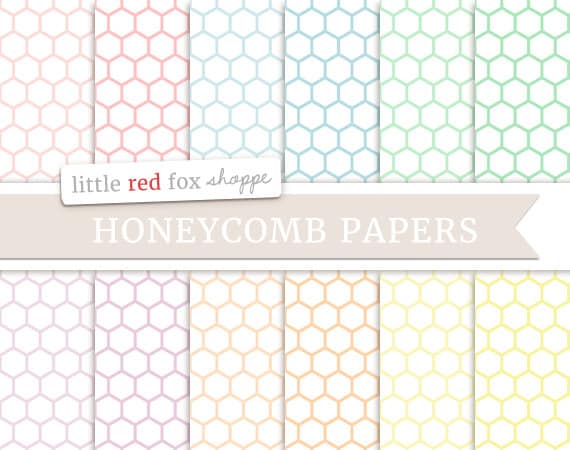 Honeycomb Digital Papers Pastel Scrapbooking Background - Etsy