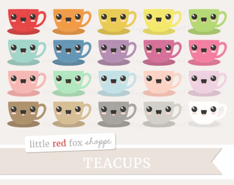 Kawaii Teacup Clipart Tea Cup Cup Clip Art Coffee Cup Latte - Etsy