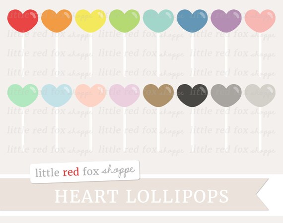 Heart Lollipop Clipart Valentine's Day Clip Art Easter | Etsy