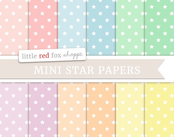 Mini Star Digital Papers Pastel Scrapbooking Backgrounds | Etsy