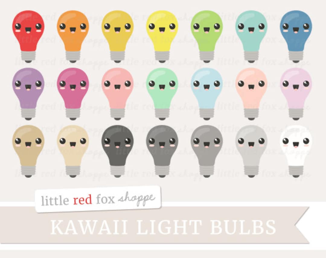 Kawaii Light Bulb Clipart, Lightbulb Clip Art Vintage Antique Light ...