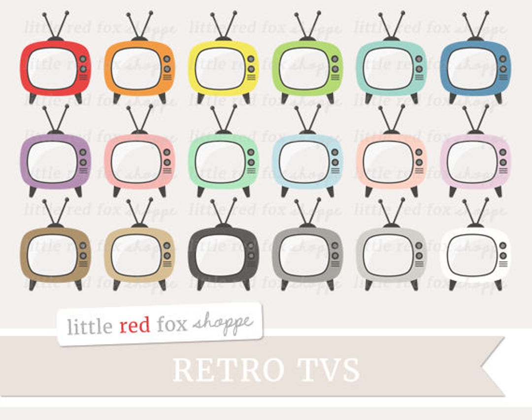 Retro TV Clipart, Vintage TV Clip Art, Television Clipart, Household ...