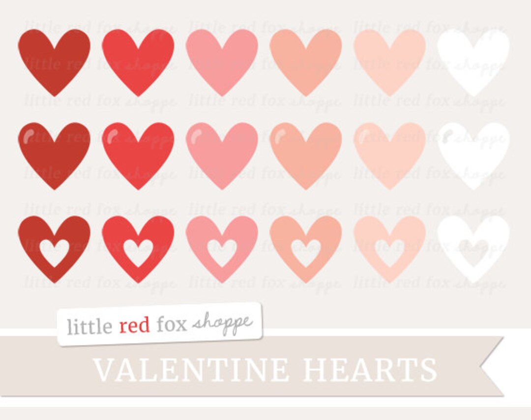 Heart Clipart, Valentines Clip Art Pink Red White Love Valentines Day ...