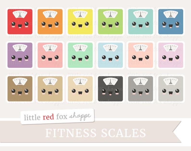 Kawaii Scale Clipart Fitness Scale Clip Art Bathroom Scale | Etsy