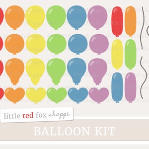 Balloon Kit Clipart, Party Clip Art Birthday Party Wedding Rainbow Kids ...