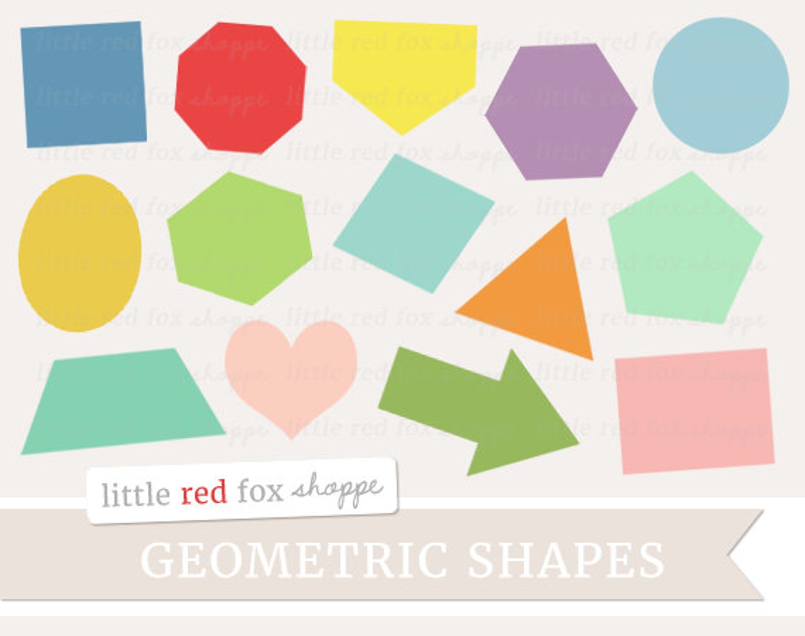 Geometric Shape Clipart Basic Shape Clip Art Label Tag - Etsy