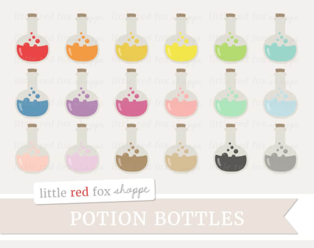 Potion Bottle Clipart, Glass Beaker Clip Art Halloween Bubbles Spooky ...