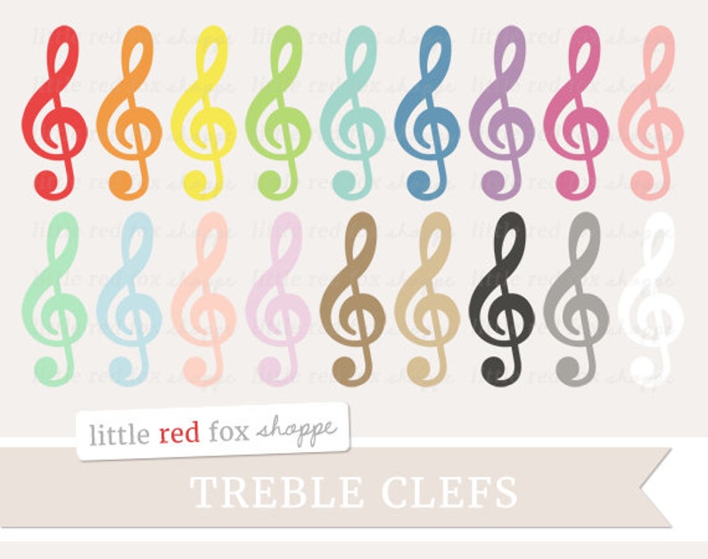 Treble Clef Clipart Music Symbol Clip Art Sheet Class Art - Etsy