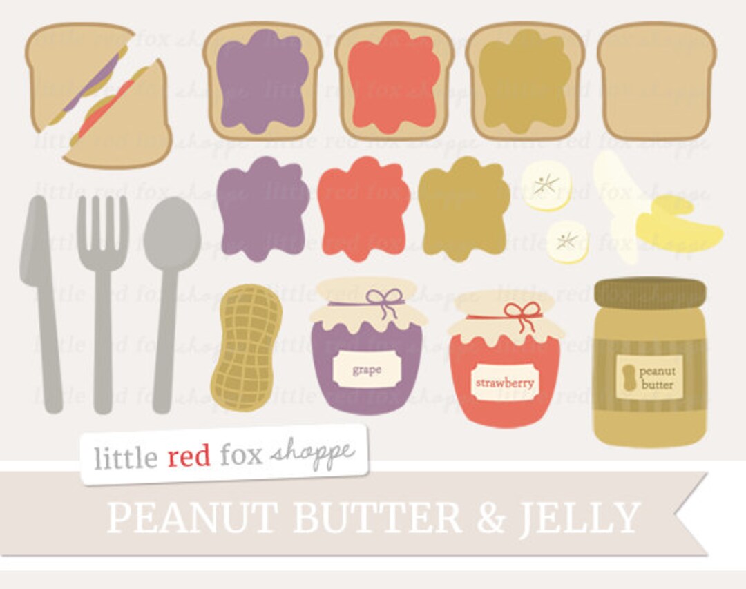 Peanut Butter & Jelly Clipart, Lunch Sandwich Kit Bread Clip Art Grape ...