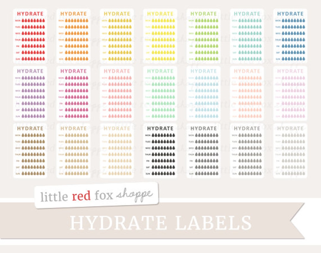 Hydration Clipart, Weekly Hydrate Labels Clip Art Planner Erin Condren ...