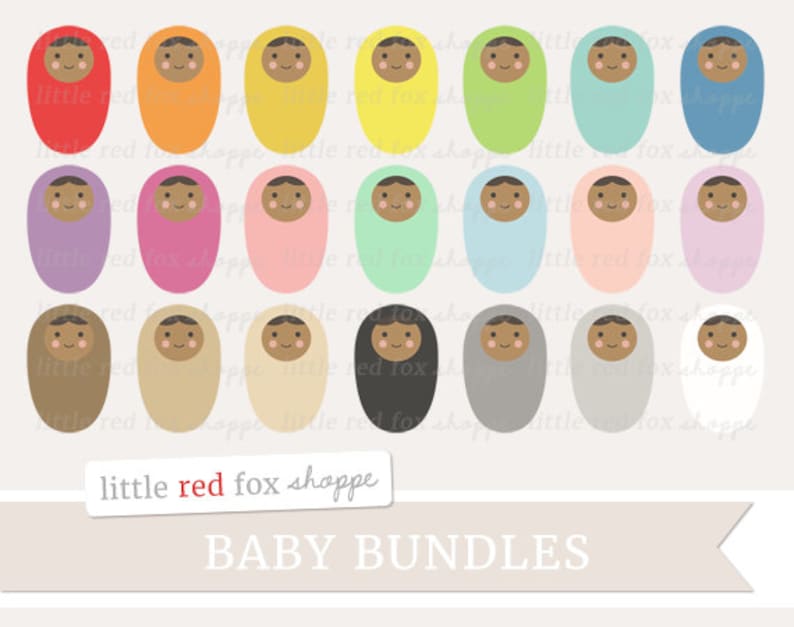 Baby Bundle Clipart, Baby Shower Clip Art African American Baby Swaddle ...