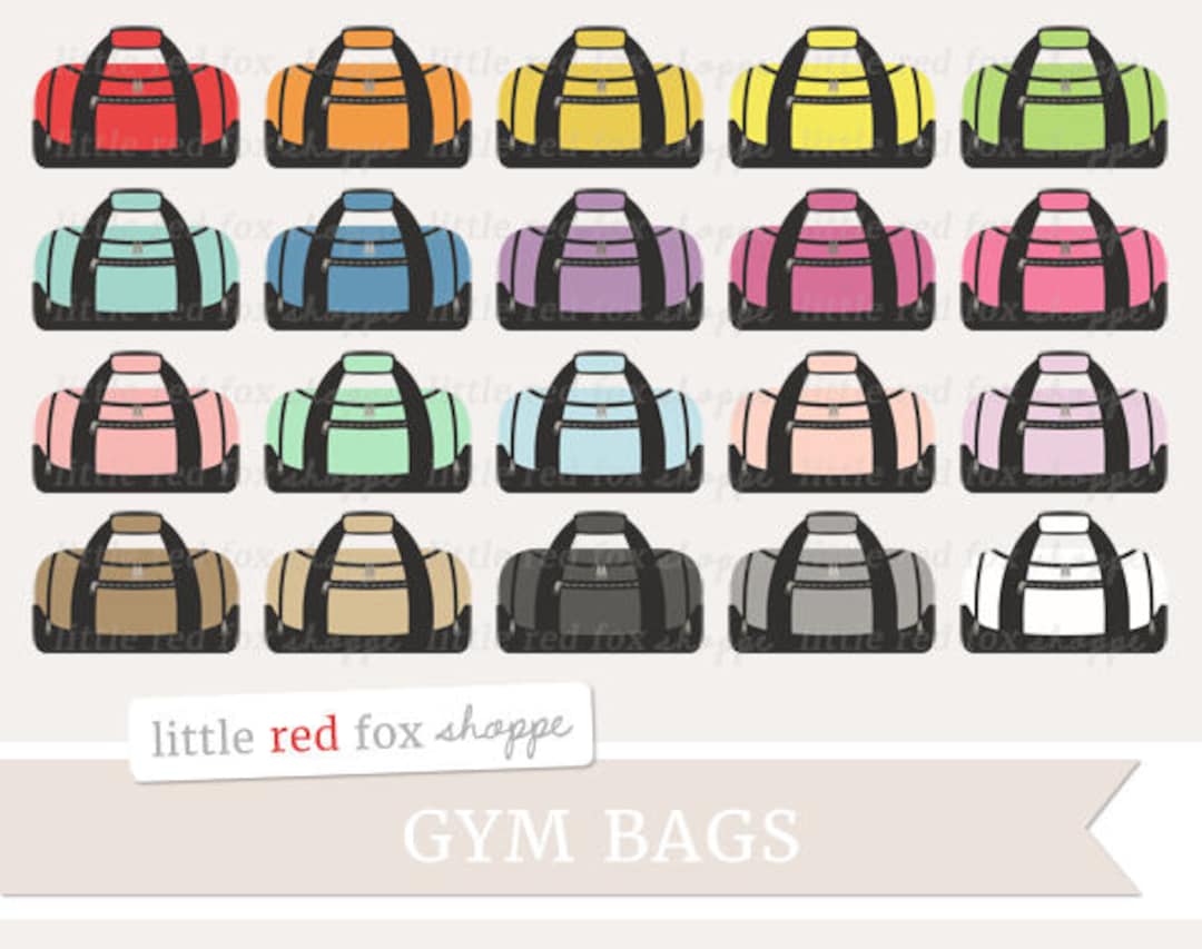 Gym Bag Clipart, Fitness Clip Art, Gym Clipart, Luggage Clipart, Duffel ...