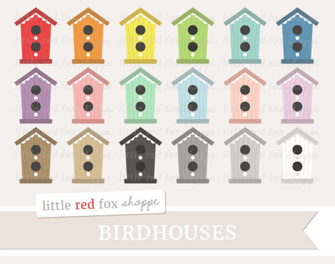 Birdhouse Clipart Bird House Clip Art Bird Clipart Garden | Etsy