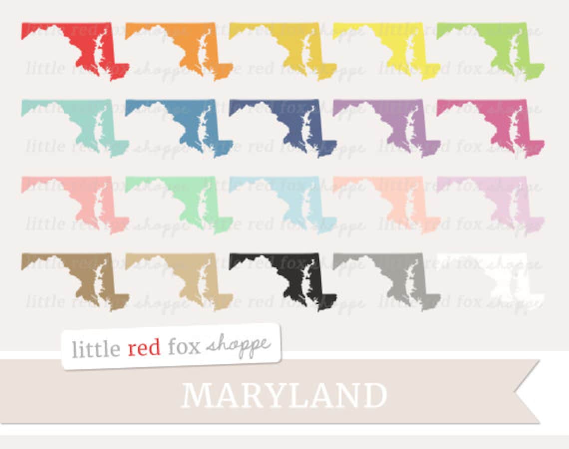 Maryland Clipart US State Clip Art USA Clipart State - Etsy