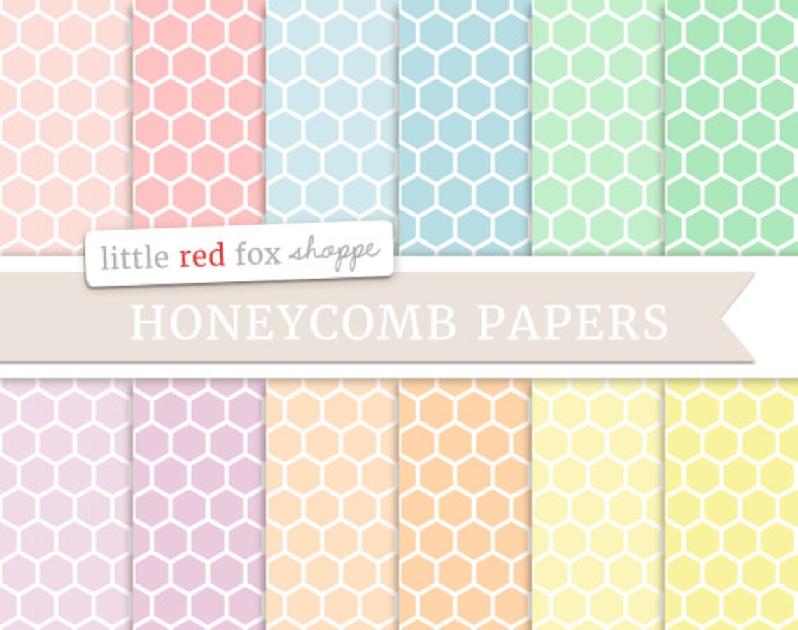 Honeycomb Digital Papers Pastel Scrapbooking Background | Etsy
