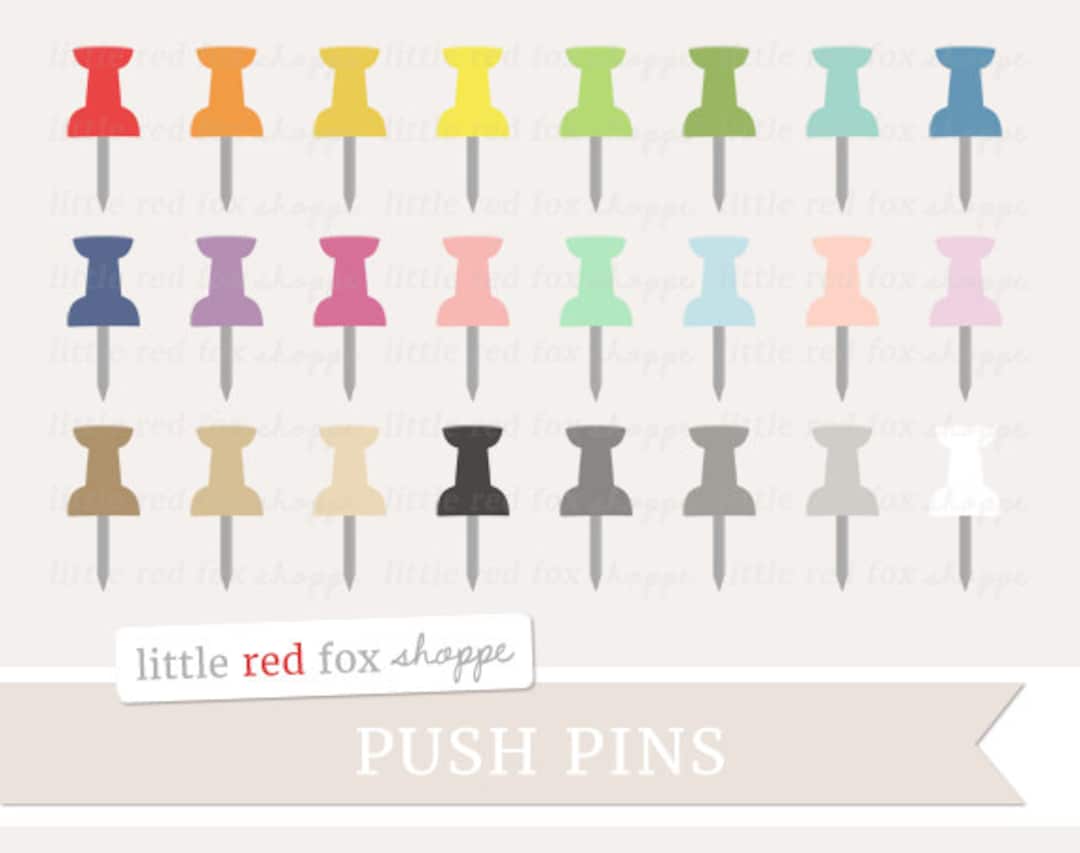 Push Pin Clipart, Pushpin Clip Art Labels Office Teacher Shapes Tacks ...