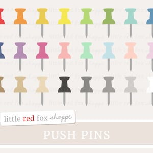 Push Pin Clipart Pushpin Clip Art Labels Office Teacher - Etsy