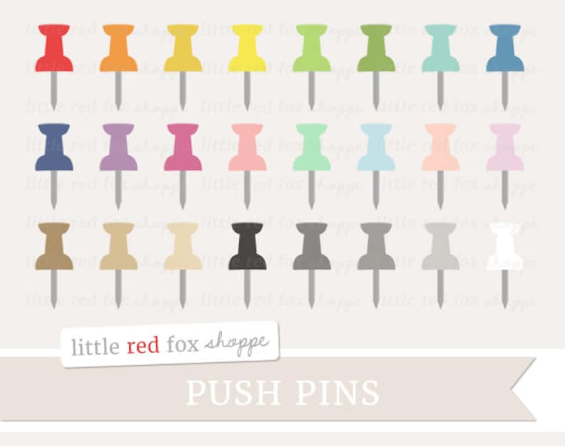 Push Pin Clipart Pushpin Clip Art Labels Office Teacher - Etsy