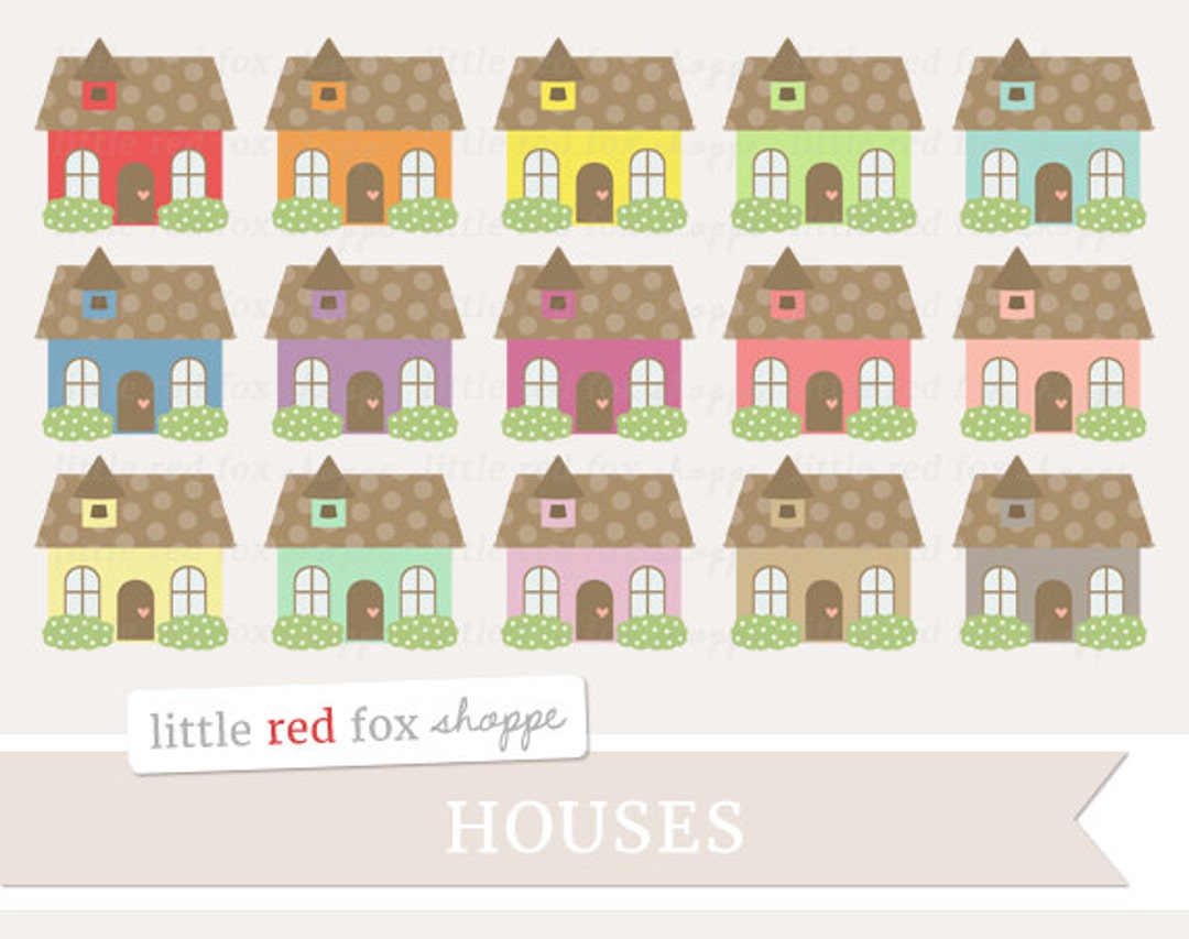 House Clipart, Cottage Clip Art Home Shop Store Fireplace Door Window ...