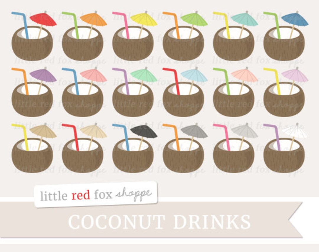 Coconut Drink Clipart, Cocktail Clip Art Summer Beach Vacation Island ...